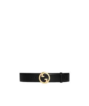 Gucci Interlocking G Buckle Leather Belt - Black