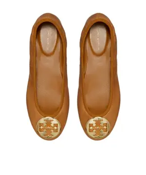 Tory Burch Leather Logo Detail Ballet Flats