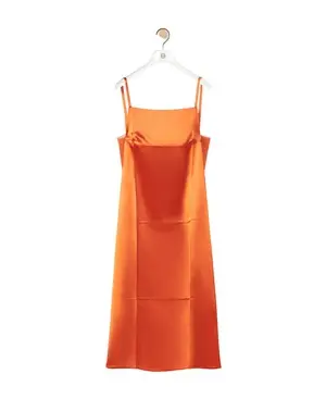 Loewe Double Satin Dress With Pleats And Sheer Panels - Orange
