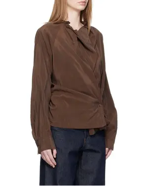 LEMAIRE Twisted Pleat Blouse - Brunette