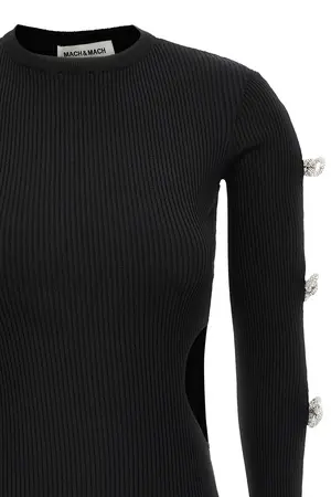 MACHMACH Mach & Mach Embellished Ribbed Knit Dress