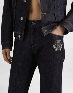 Dolce & Gabbana Heraldic Patch Skinny Jeans - Blue