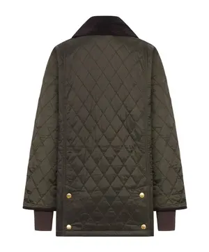 Barbour Quilted Jacket With Corduroy Collar - Black