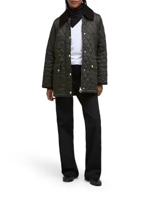Barbour Quilted Jacket With Corduroy Collar - Black