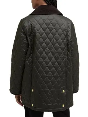 Barbour Quilted Jacket With Corduroy Collar - Black