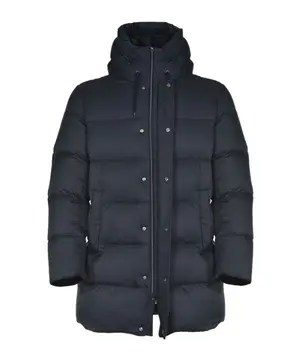 Herno Long-sleeved Hooded Down Jacket - Dark Blue