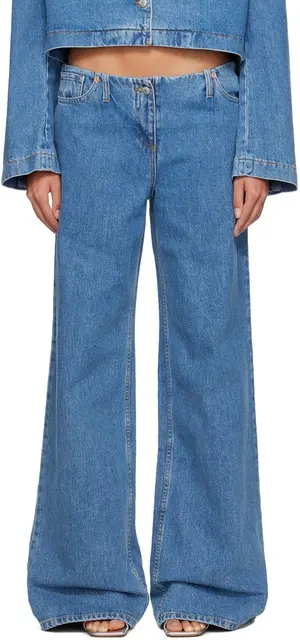 Magda Butrym Ultra Low Waist Wide Leg Denim Jeans