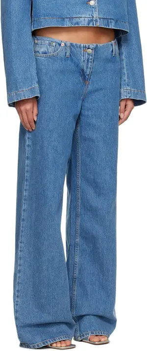 Magda Butrym Ultra Low Waist Wide Leg Denim Jeans