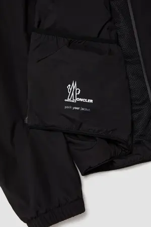Moncler Logo Printed Hooded Jacket - Black