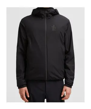 Moncler Logo Printed Hooded Jacket - Black