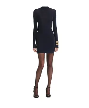 SELF-PORTRAIT High-neck Glitter Mini Dress - Navy