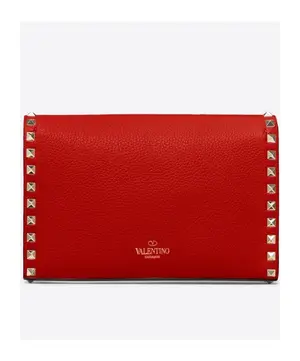 Valentino Garavani Rockstud Foldover Top Shoulder Bag - Red