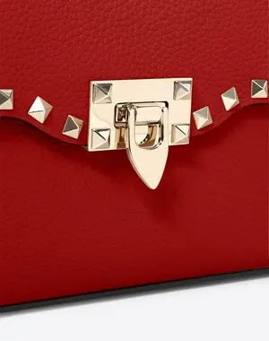 Valentino Garavani Rockstud Foldover Top Shoulder Bag - Red