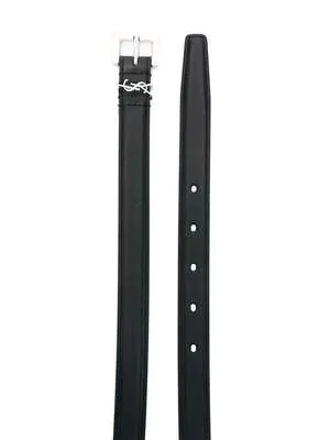 Saint Laurent Cassandre Thin Square Buckled Belt - Black