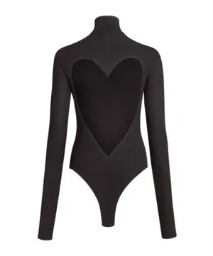 Alaïa Fluid Jersey Heart Bodysuit - Black