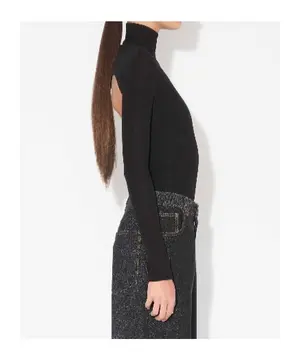 Alaïa Fluid Jersey Heart Bodysuit - Black