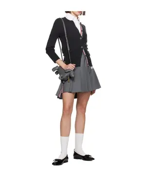 Thom Browne Four-bar Striped Buttoned Cardigan - Dark Gray