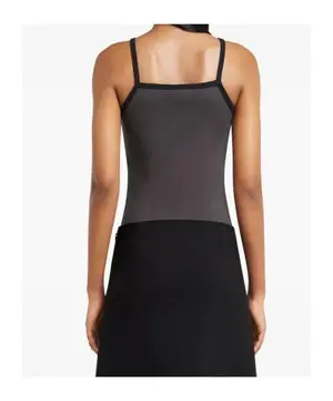 COURREGES Courrèges Strappy Square Neck Tank Top - Carbone/black