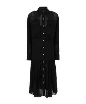 Proenza Schouler Long-sleeved Button-up Dress With Pleated Skirt