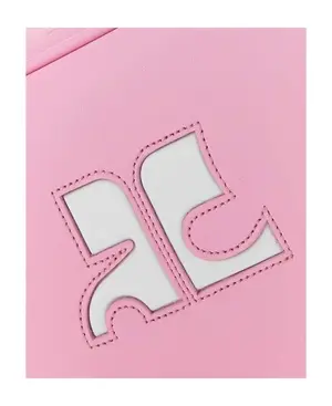 COURREGES Courrèges Logo Patch Zip-up Shoulder Bag - Pink