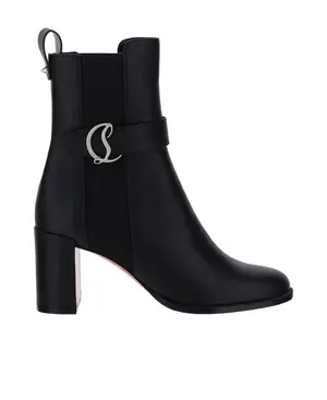 CHRISTIAN LOUBOUTIN Leather Ankle Boots With Silver Cl Logo