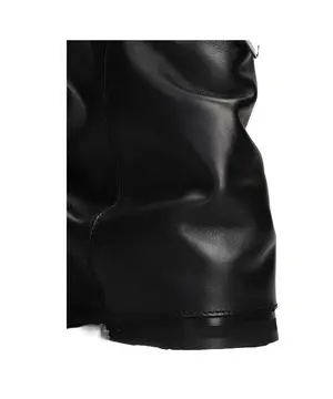 Attico Robin Ruched Leather Ankle Boots - Black