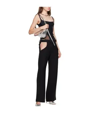 MUGLER Cut-out Wide-leg Trousers - Black