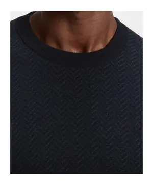 Hugo Boss Herringbone Crewneck Jumper - Black