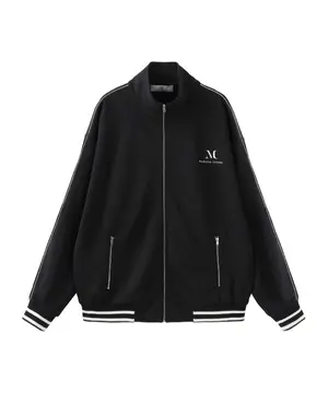 Marissa Chiara Zip-up Track Jacket With Striped Details - Black