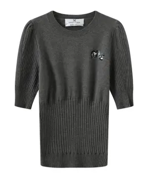 Marissa Chiara Puff Sleeve Sweater With Sequin Embellishment