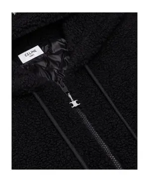 Celine Zipped Fleece Hoodie With Rivet Embroidery