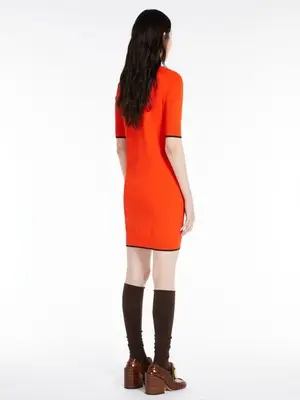 Sportmax Stretch Knit Dress With Ribbed Chest Pocket