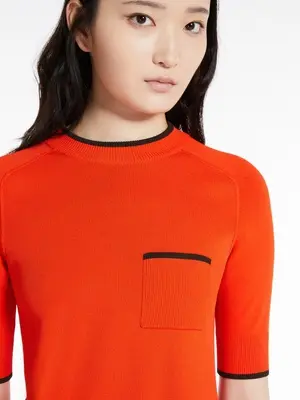Sportmax Stretch Knit Dress With Ribbed Chest Pocket