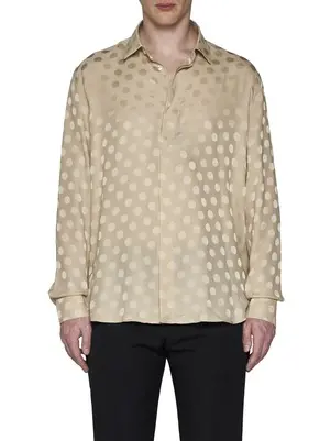 Saint Laurent Dotted Long-sleeved Shirt