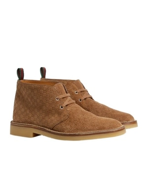 Gucci Gg Suede Ankle Boots - Camel