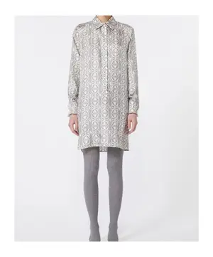 Max Mara Graphic Printed Long-sleeved Shirt Dress - Seda