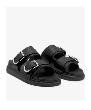 Alexander McQueen Hybrid Double Buckled Sandals - Black/silver
