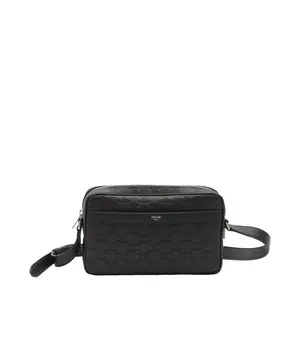 Celine Medium Messenger Bag In Calfskin With Triomphe Embossing - Black