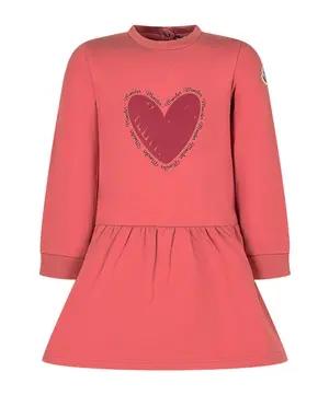 Moncler Heart Embellished Long Sleeve Dress - Red