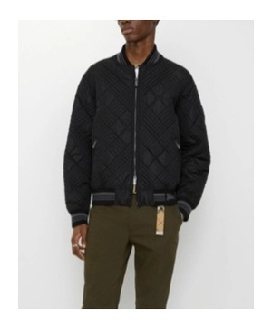 Burberry Micro Check-stitch Rakewood Bomber Jacket - Black