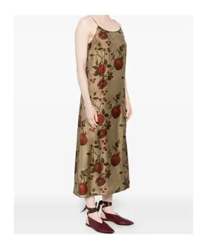 UMA WANG Pomegranate Print Midi Slip Dress - Brown