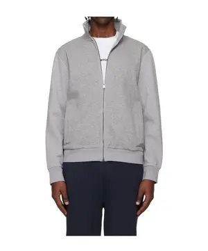 Hugo Boss Zip-up Jacket With Stand Collar And Logo Detail - Silver