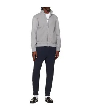 Hugo Boss Zip-up Jacket With Stand Collar And Logo Detail - Silver