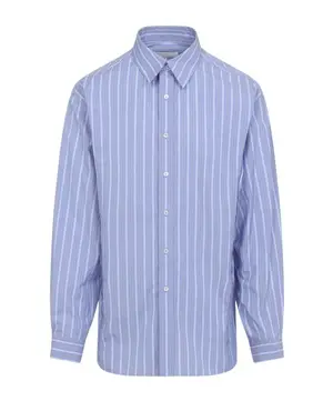 MAISON MARGIELA Striped Long-sleeved Buttoned Shirt - Blue