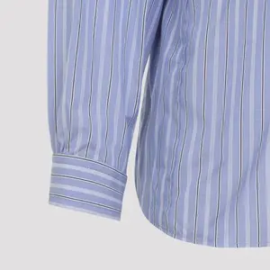 MAISON MARGIELA Striped Long-sleeved Buttoned Shirt - Blue