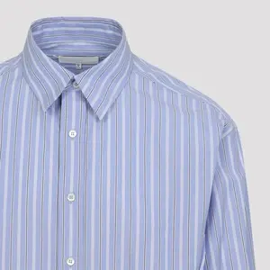 MAISON MARGIELA Striped Long-sleeved Buttoned Shirt - Blue