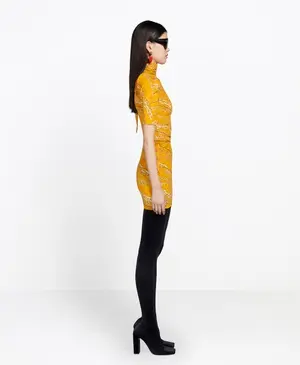 Balenciaga Velvet Slim High-neck Dress