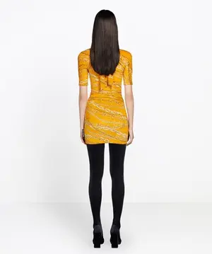 Balenciaga Velvet Slim High-neck Dress