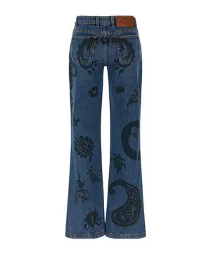 Etro Paisley Print Flare Jeans - Blue
