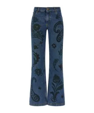 Etro Paisley Print Flare Jeans - Blue